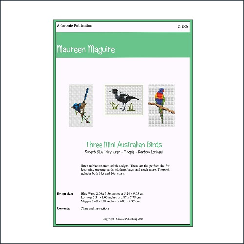 Mini Australian Bird chart - magpie lorikeet and wren - The Craftshops Mall