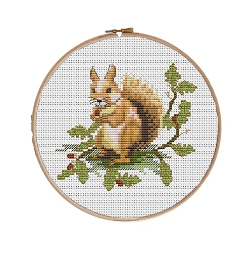 Red Squirrel counted cross stitch kit by Mamie Design Studio - The ...