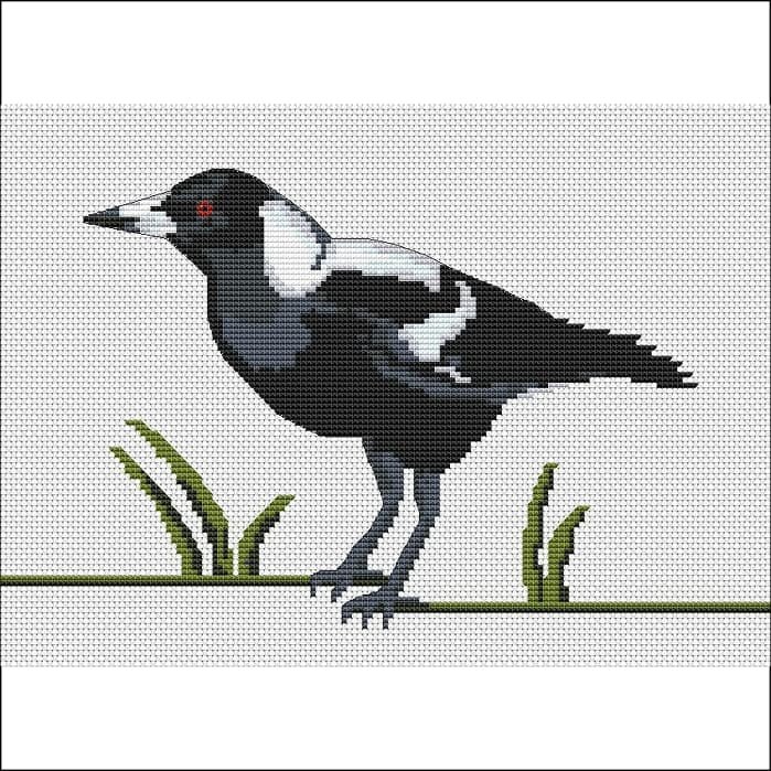 Australian Magpie cross stitch chart - The Craftshops Mall