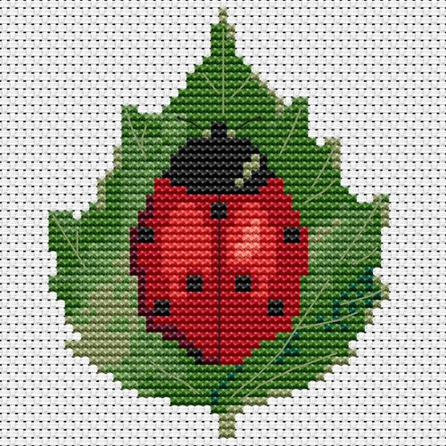 Ladybug on Leaf cross stitch kit by Mamie Designs - The Craftshops Mall